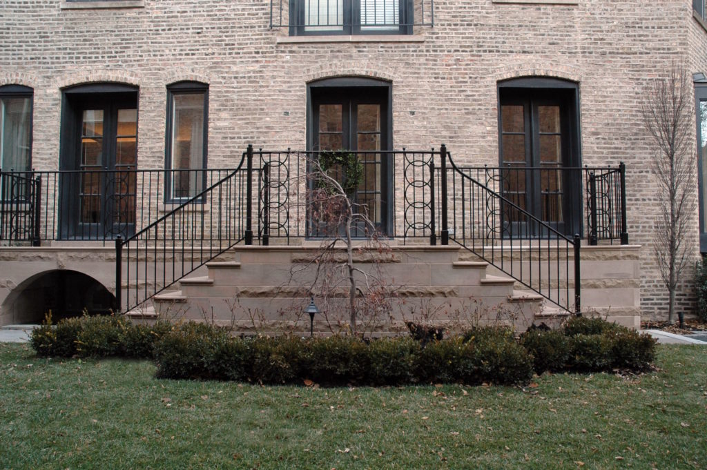 Indiana limestone bull nosed stairs with a mixture of rock faced and ...